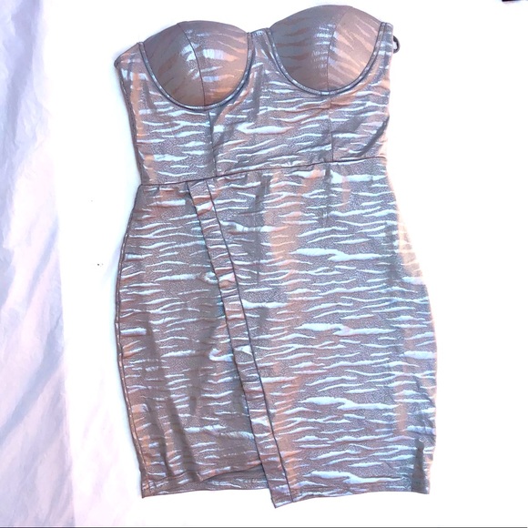 Dresses | Silver Chrome Snake Print Body Hugging Dress | Poshmark